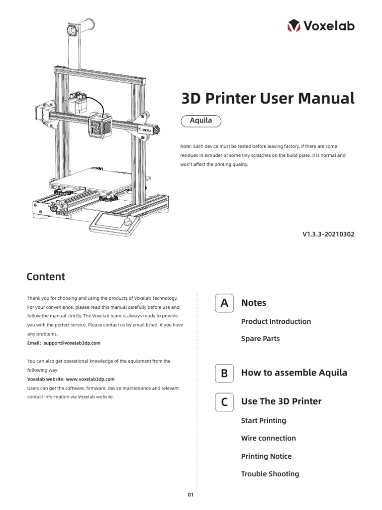 3D Printer User Manual: Aquila | PDF | Electrical Connector ...