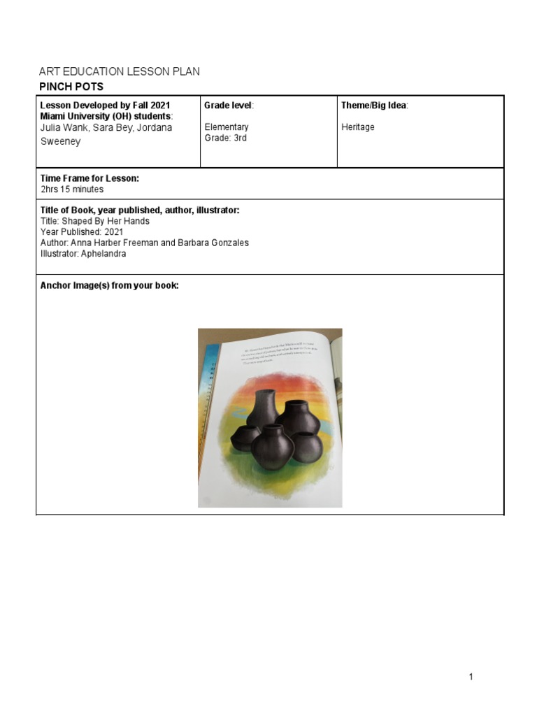 Pinch Pots Inspired by Maria Martinez | PDF | Cognition