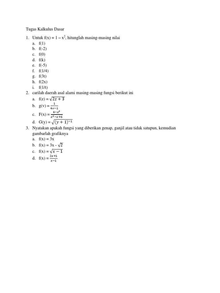 Tugas Kalkulus Dasar Fungsi | PDF