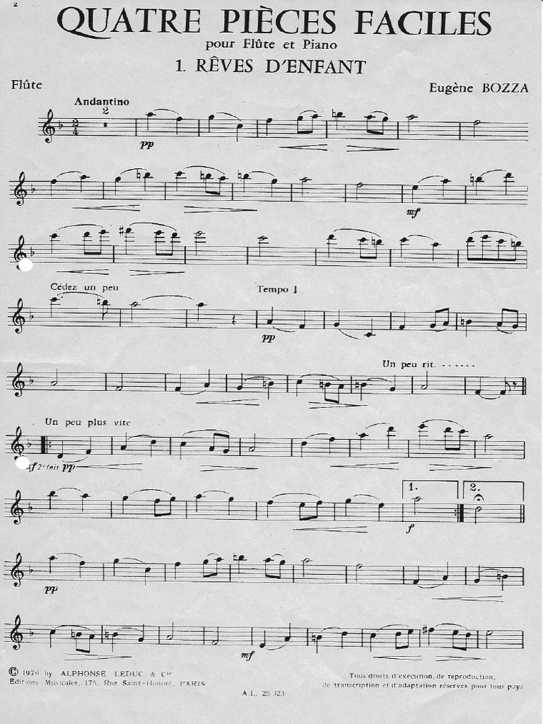 Bozza - Quatre Pièces Faciles Flute | PDF