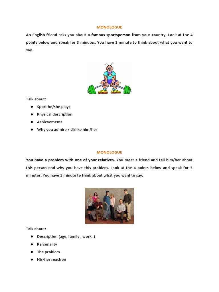 Monologue Cards B2 | PDF