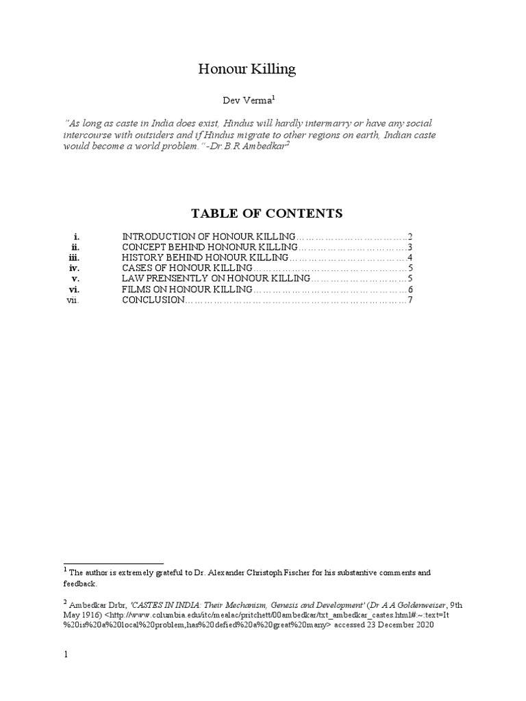Honour Killing | PDF | Social Institutions | Social Science