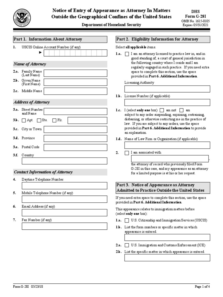 Form G-28I | PDF | United States Citizenship And Immigration Services ...