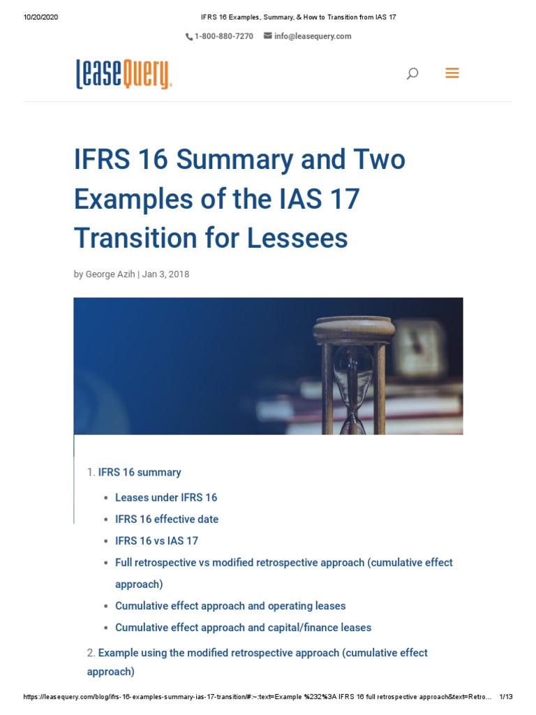 IFRS 16 Examples, Summary, & How To Transition From IAS 17 | PDF ...