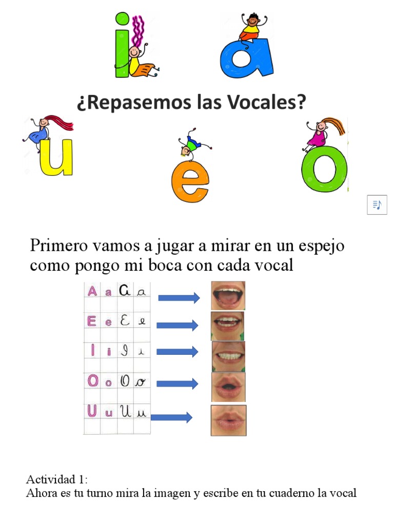 Union de Vocales 1ero Basico | PDF