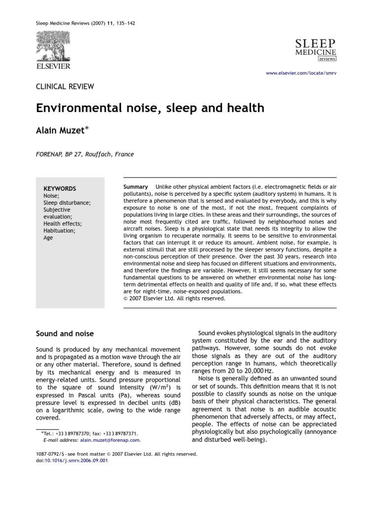 Impact of Environmental Noise on Sleep | PDF | Sleep | Sound