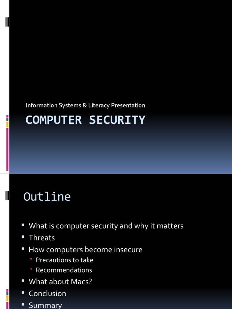 Computer Security: Information Systems & Literacy Presentation | PDF ...