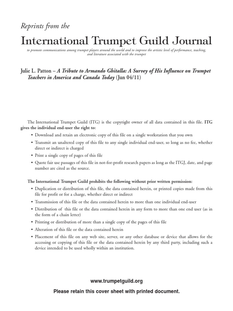 International Trumpet Guild Journal: Reprints From The | PDF ...