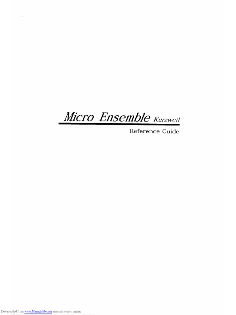 Micro Ensemble Reference Guide | PDF