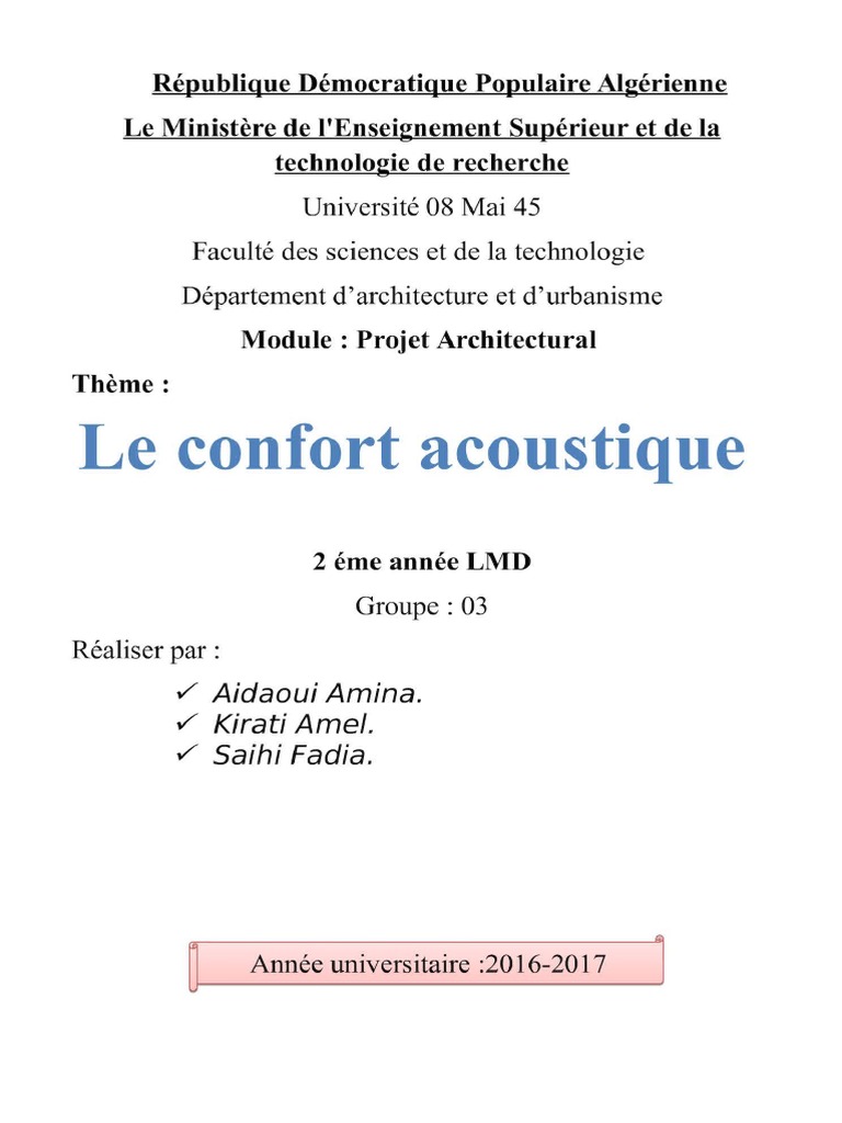 Le Confort Acoustique - Exposé | PDF