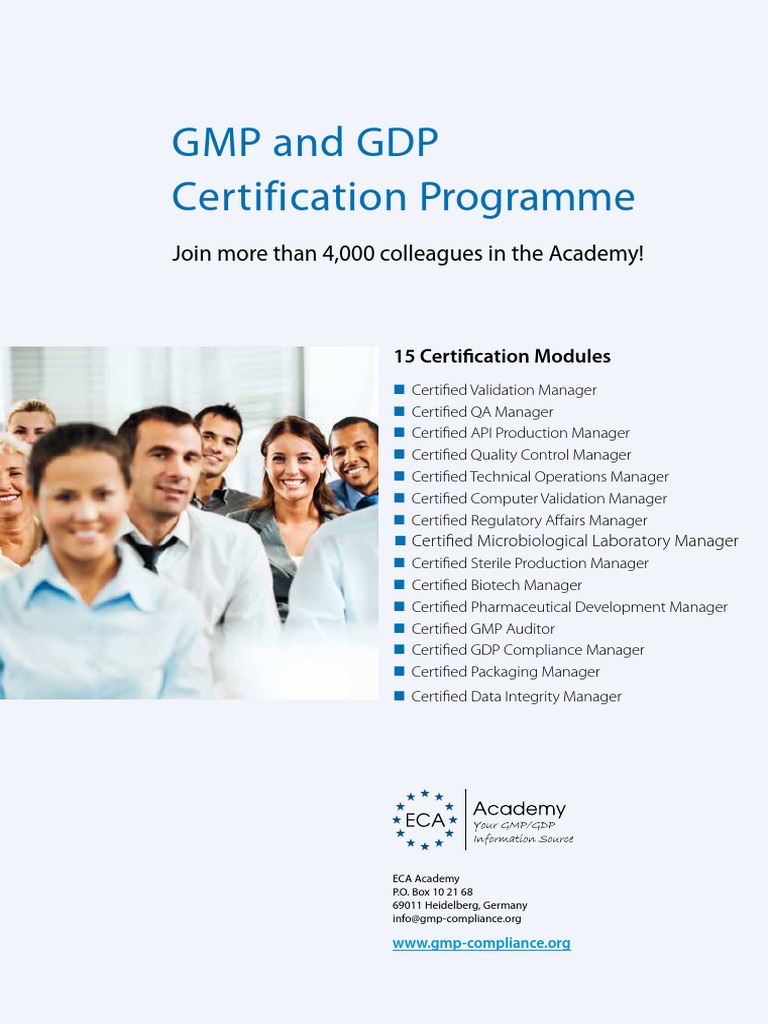 GMP and GDP Certification Programme: Join More Than 4,000 Colleagues in ...