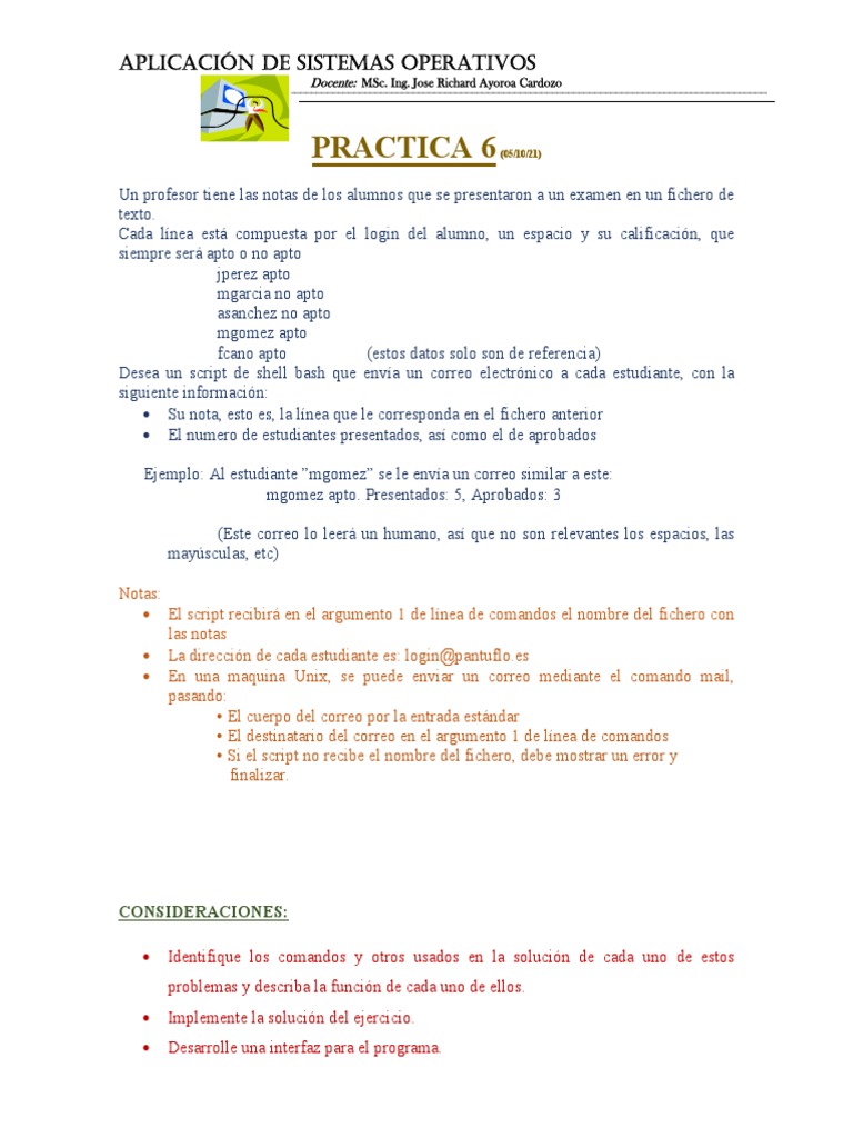 Practica 6 Aso Sem2 2021 | PDF | Interfaz de línea de comando | Archivo de computadora