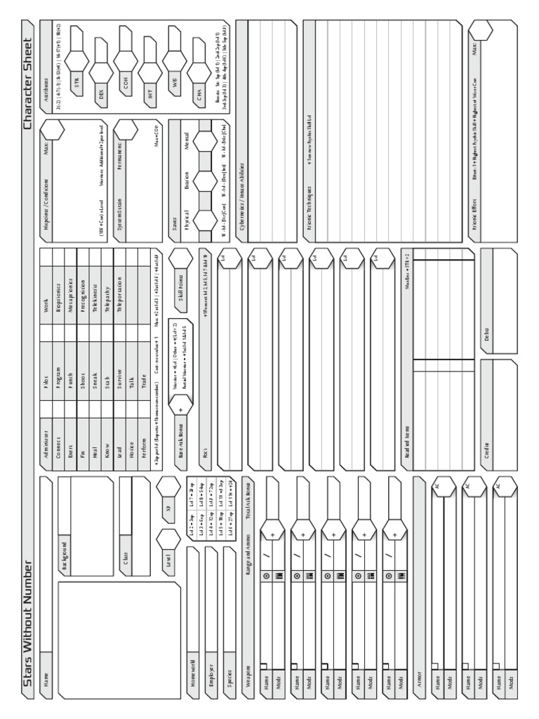 Detailed Character Sheet for RPG | PDF