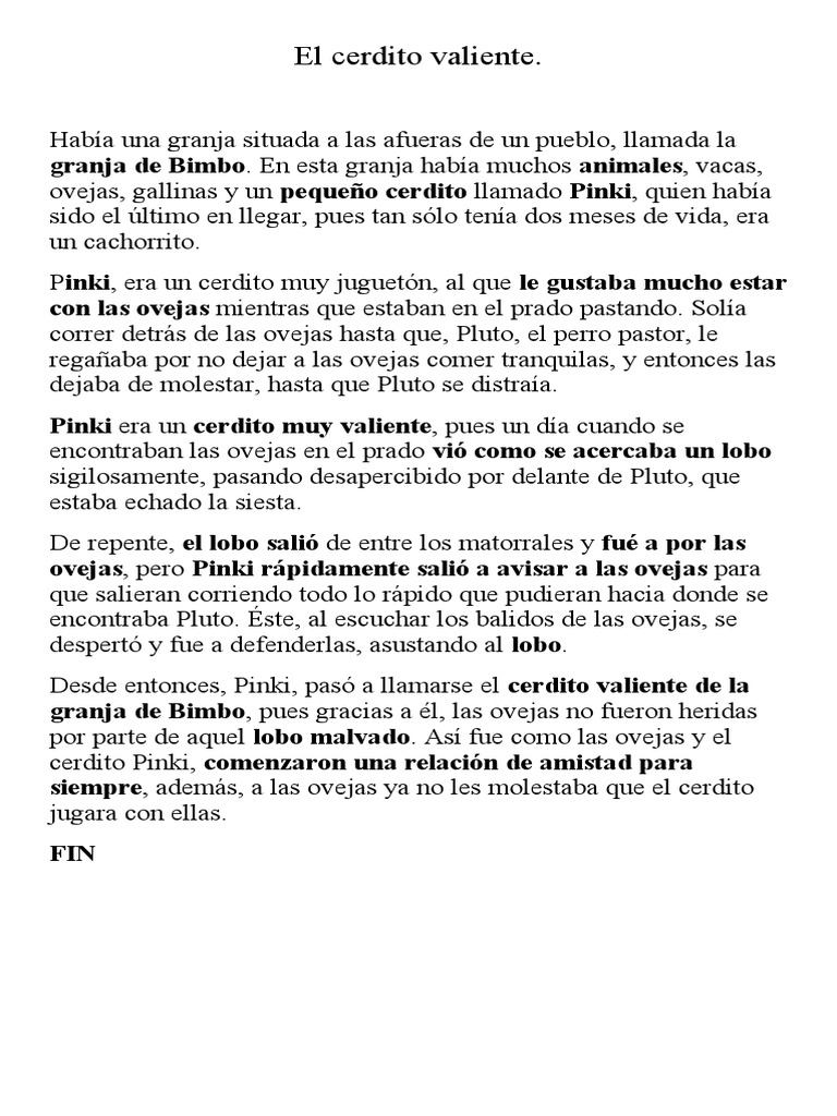 Cuentos Varios El Cerdito Valiente | PDF | Sarah | Oveja