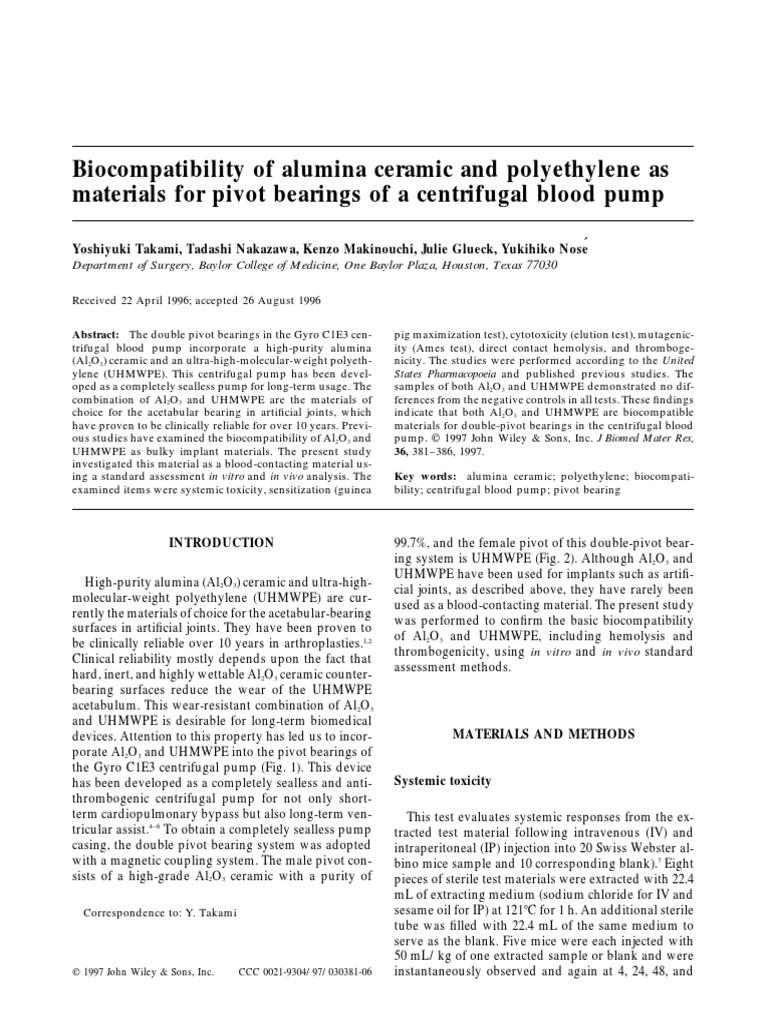 Biocompatibility of Alumina Ceramic and Polyethylene | PDF | Chemistry ...