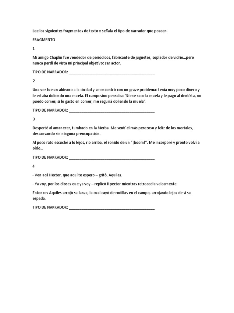 Lee Los Siguientes Fragmentos de Texto | PDF