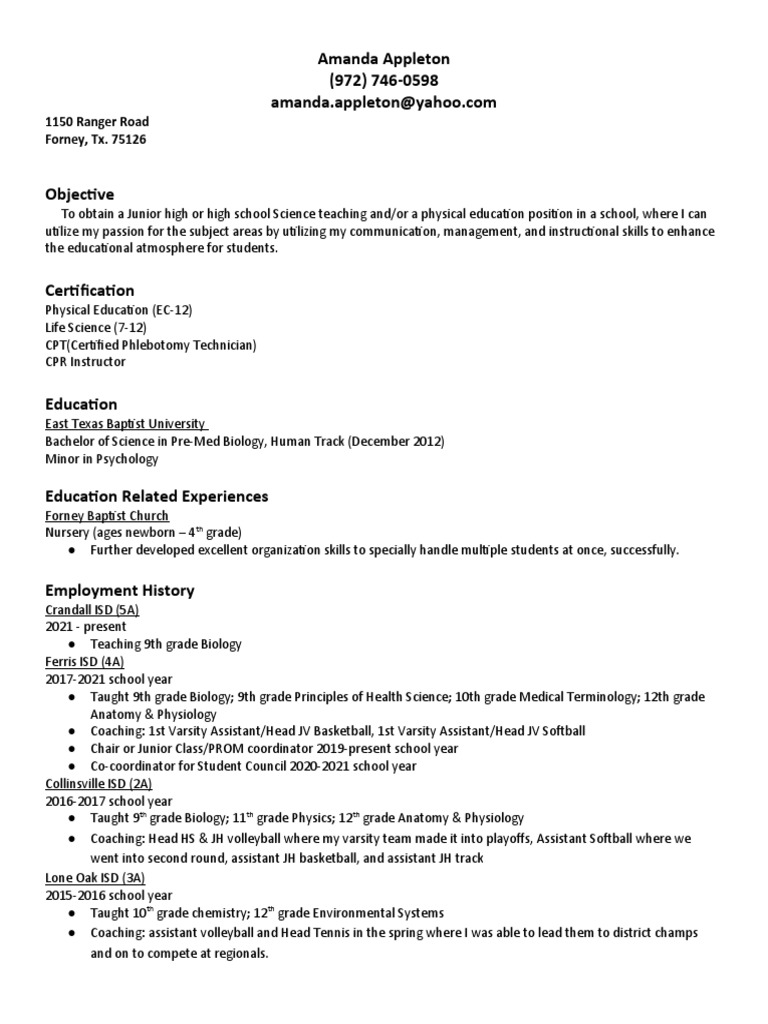 Amanda Appleton Teachresume | PDF | Students