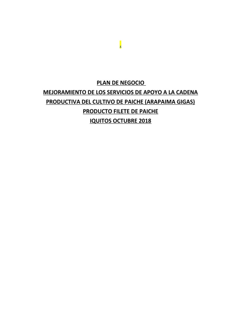 Plan Filete de Paiche | PDF | Mercado (economía) | Perú