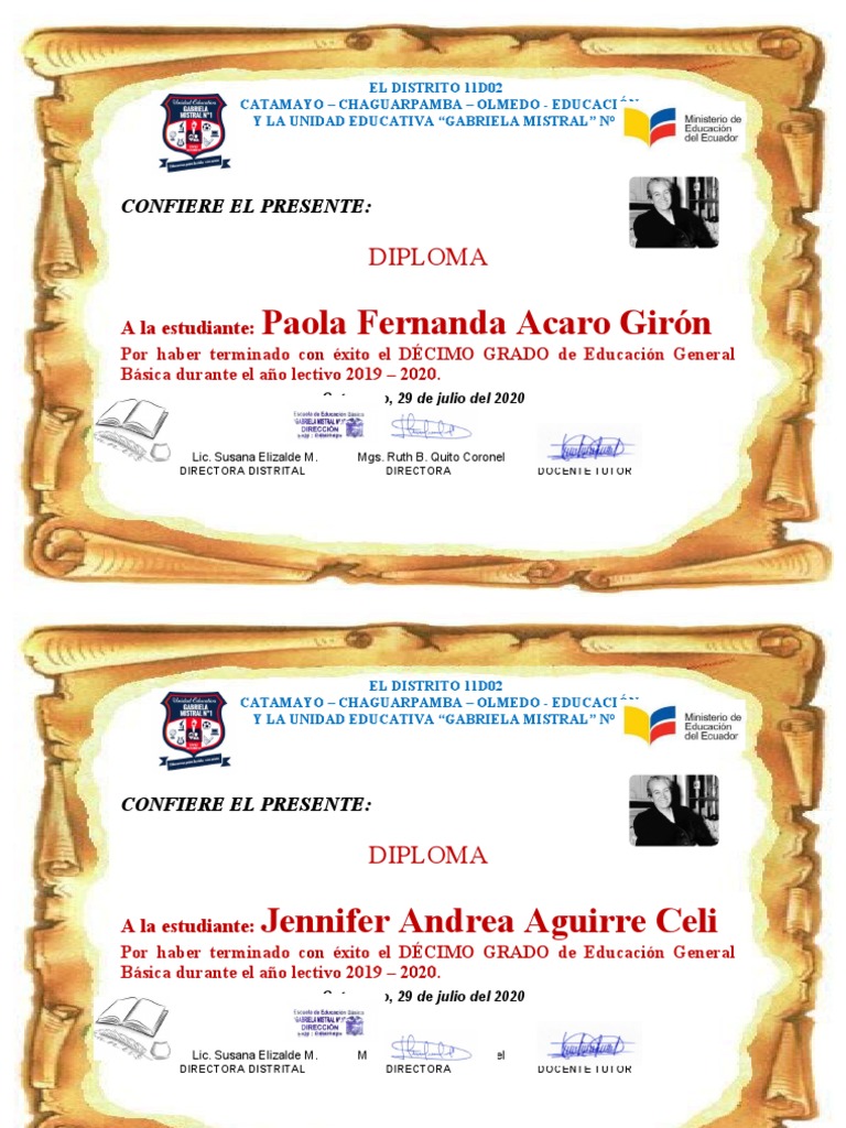 Diploma Decimo B | PDF