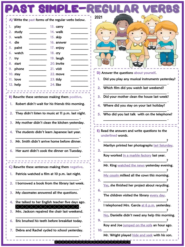 IaliGx-past Simple Tense Regular Verbs Esl Printable Grammar Test ...