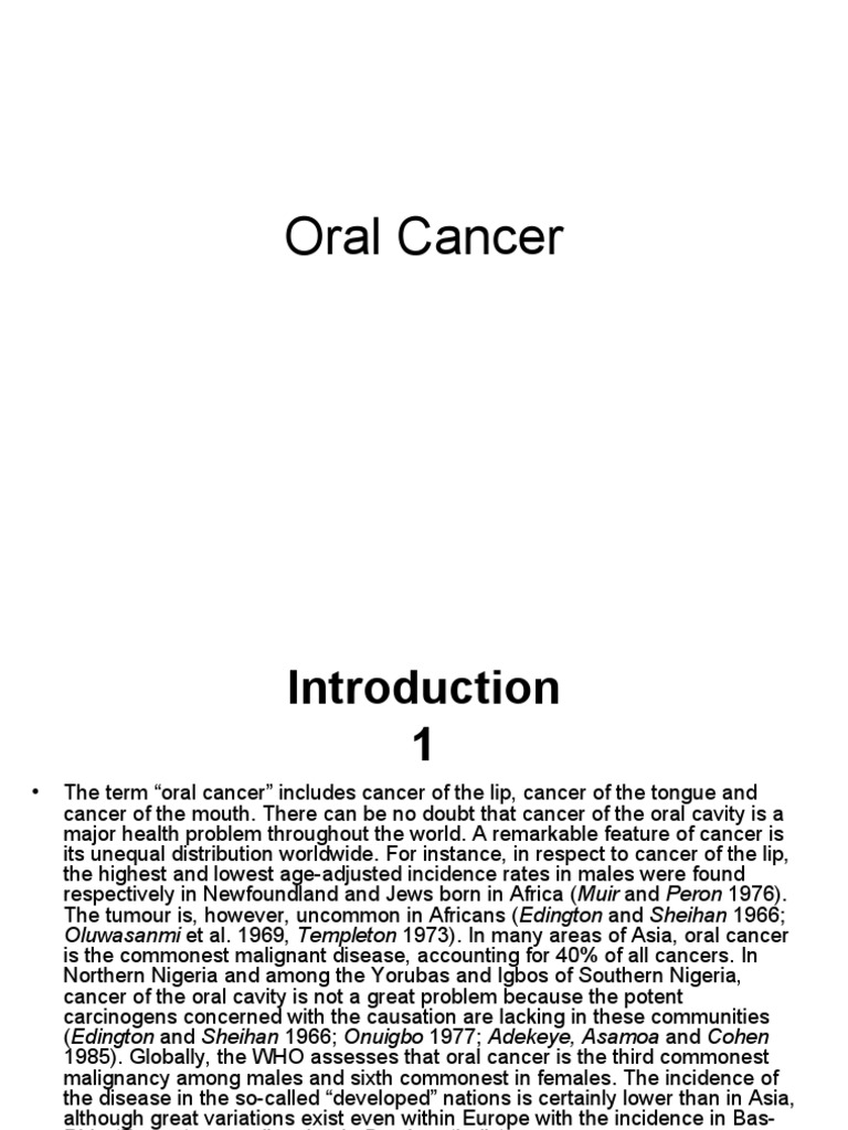 Oral Cancer Lecture | PDF | Cancer | Epithelium
