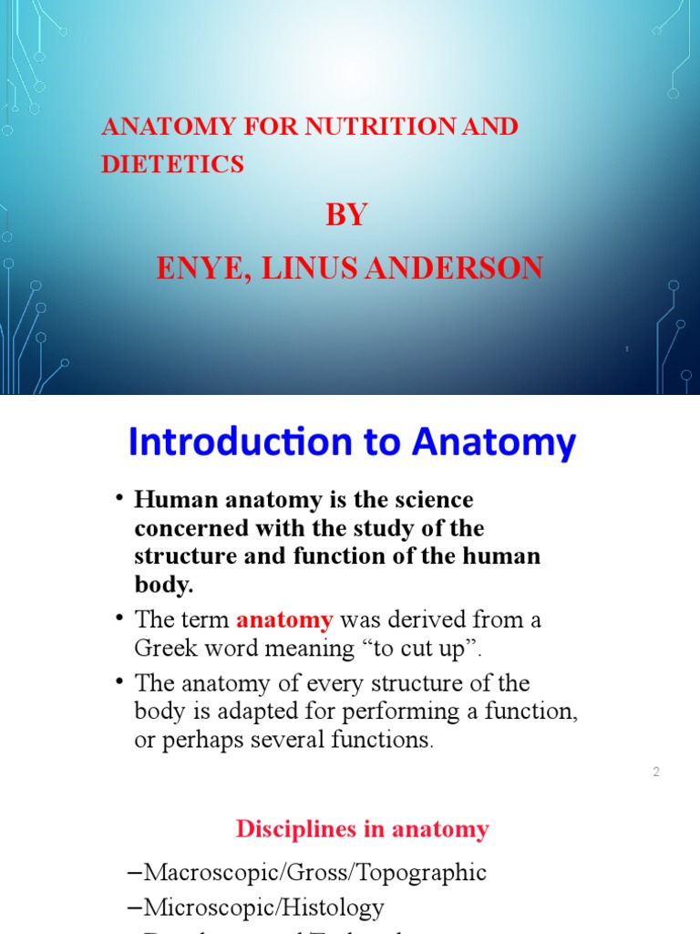 Anatomy For Nutrition and Dietetics: BY Enye, Linus Anderson | PDF ...