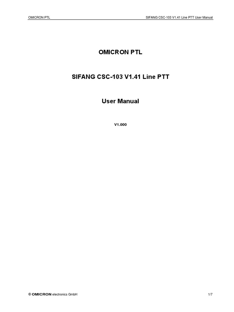 SIFANG CSC-103 V1.41 Line PTT User Manual ENU | PDF | Relay | Switch