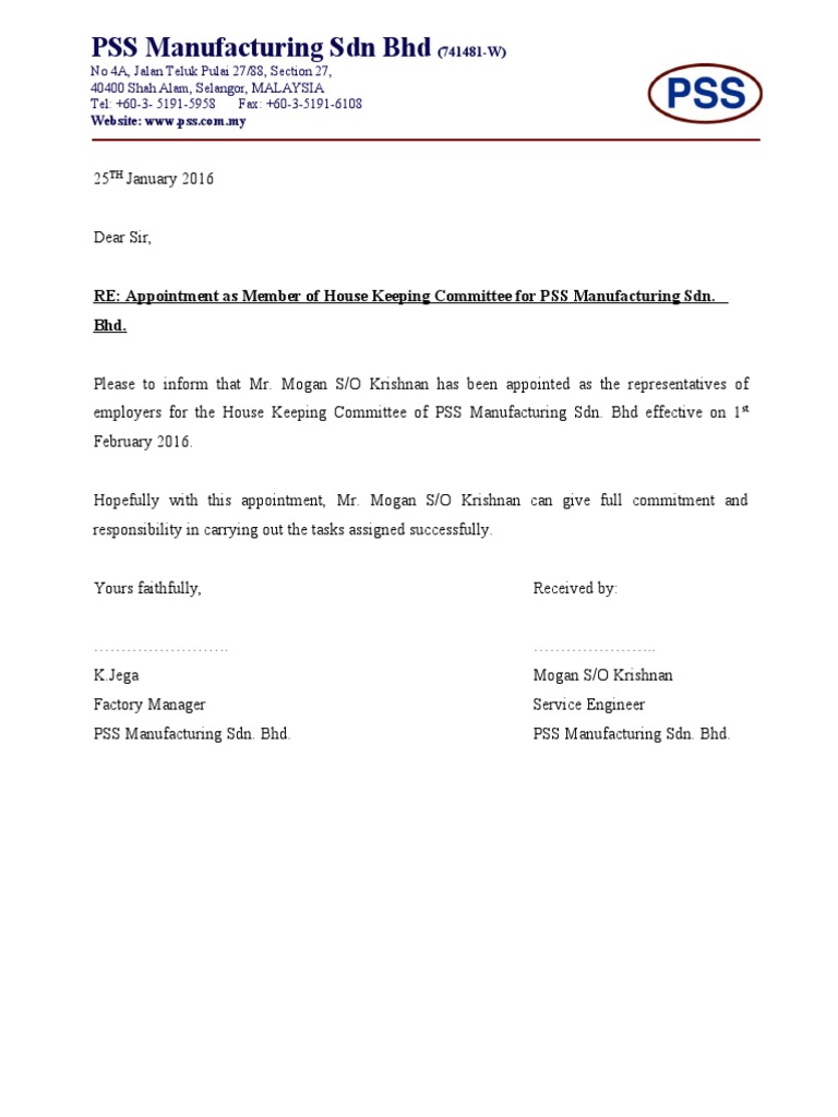Housekeeping Committee Appointment | PDF | Technology & Engineering
