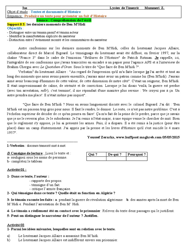 Comprehension de Lécrit 3 3as | PDF