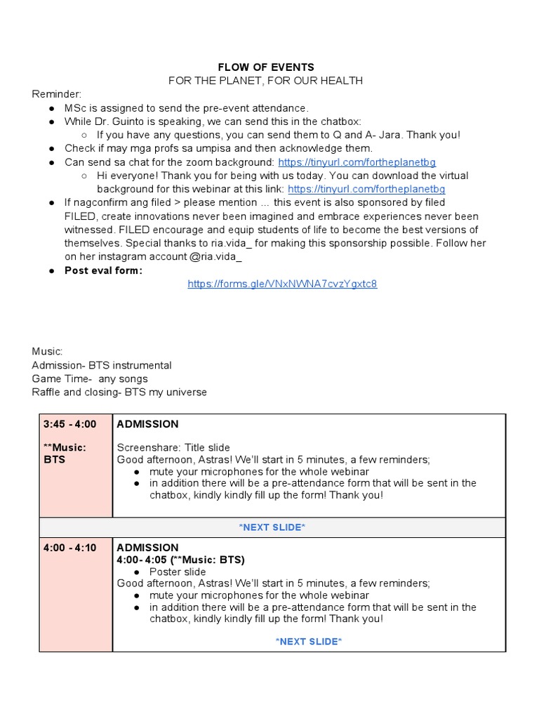 For The Planet Script | PDF