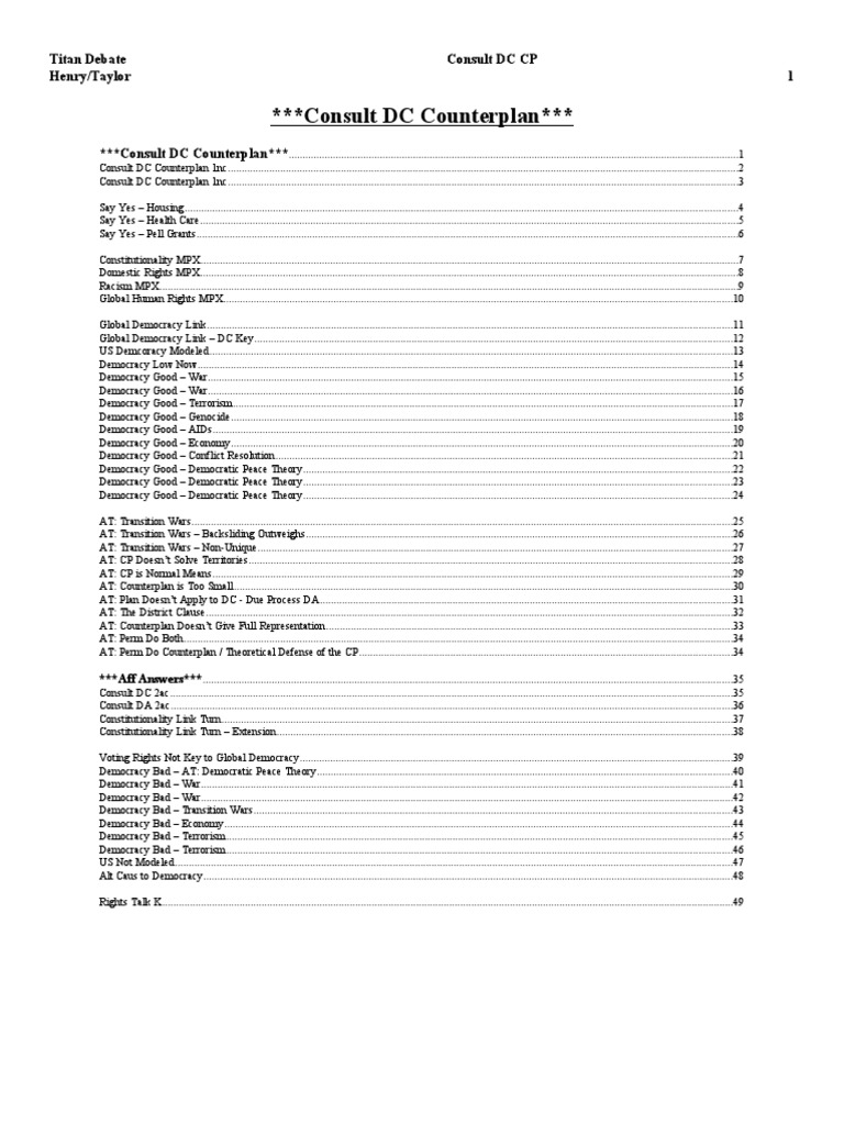 Consult DC Counterplan | PDF | Equal Protection Clause | Fourteenth ...