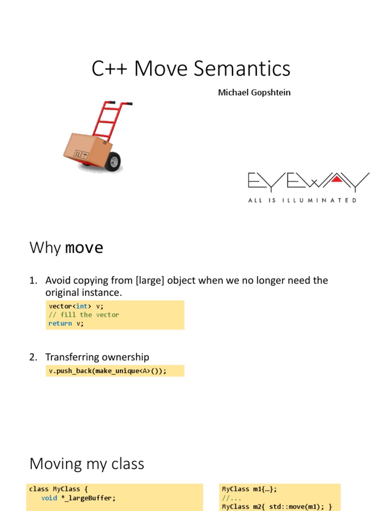 C++ Move Semantics: Michael Gopshtein | PDF | Programming | Constructor ...