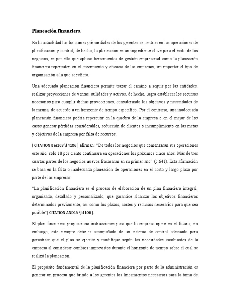 Ensayo-Planeación Financiera | PDF | Planificación | Apalancamiento (Finanzas)