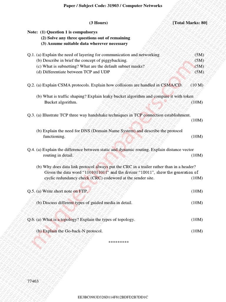 TE-Comps SEM5 CN-CBCGS DEC19 | PDF | Standards de réseaux | Standards de télécommunication