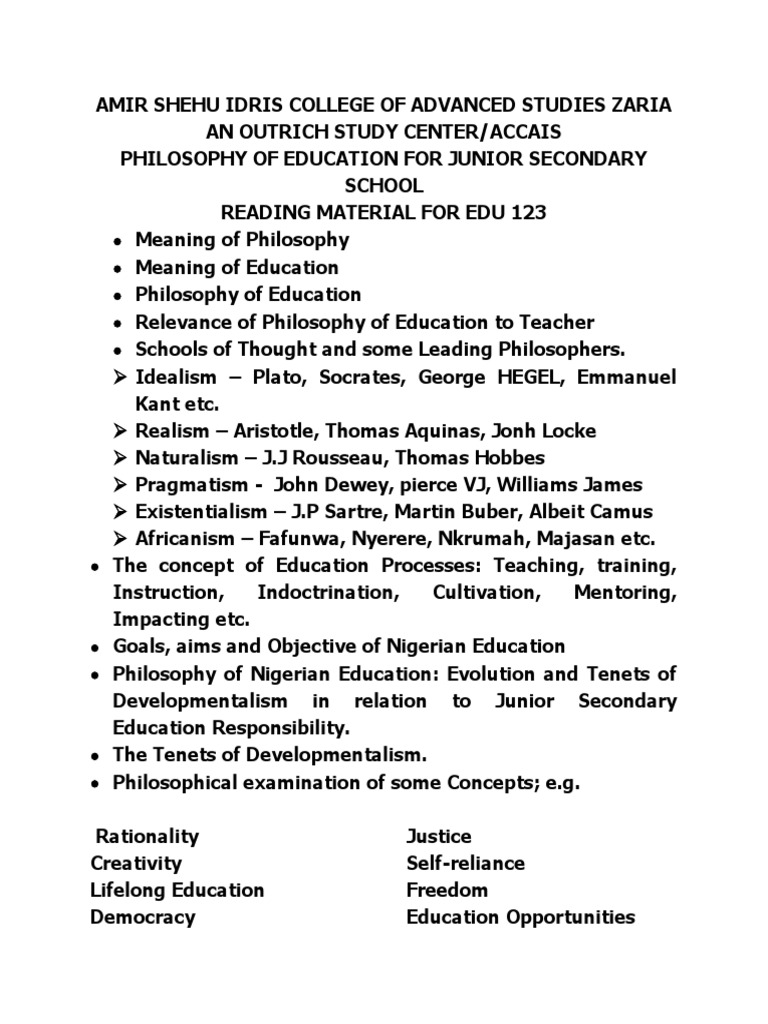 Philosophy of Education | PDF | Philosophy Of Education | Thought