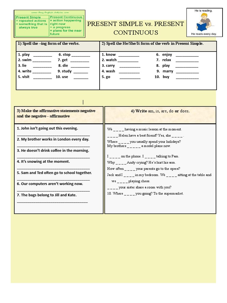 Present Simple Vs Present Continuous | PDF