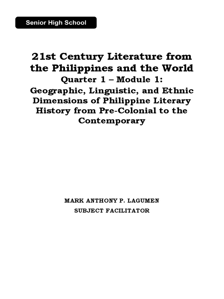21st Century Literature From The Philippines and The World - Quarter1 ...
