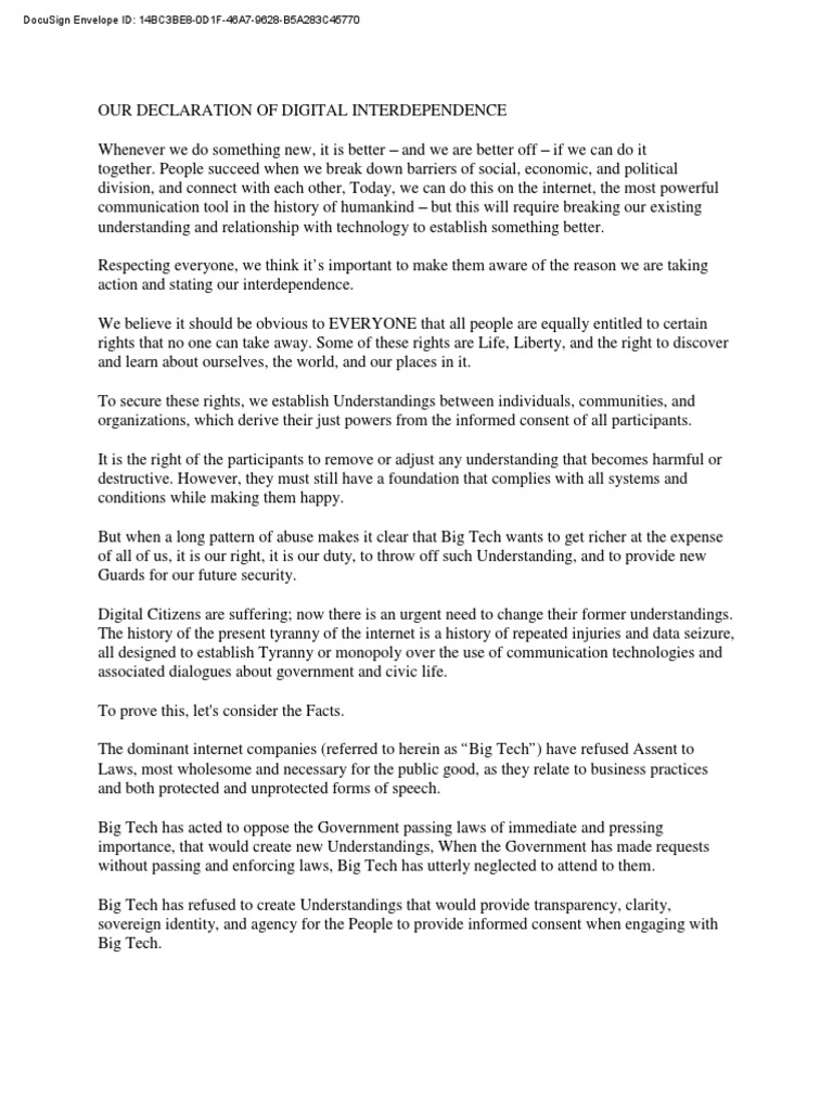 Please Docusign Our Declaration of Digital I-1 | PDF | Transparency ...