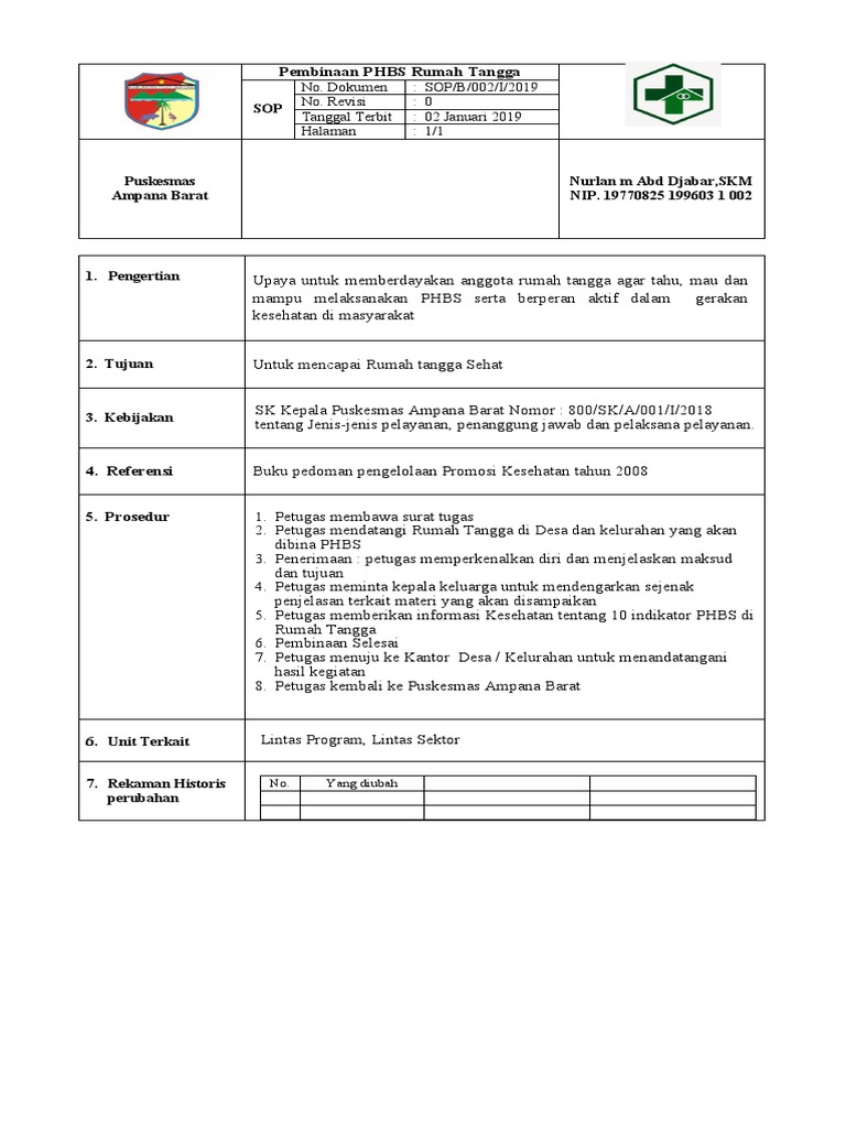 Sop Pembinaan Phbs RT | PDF
