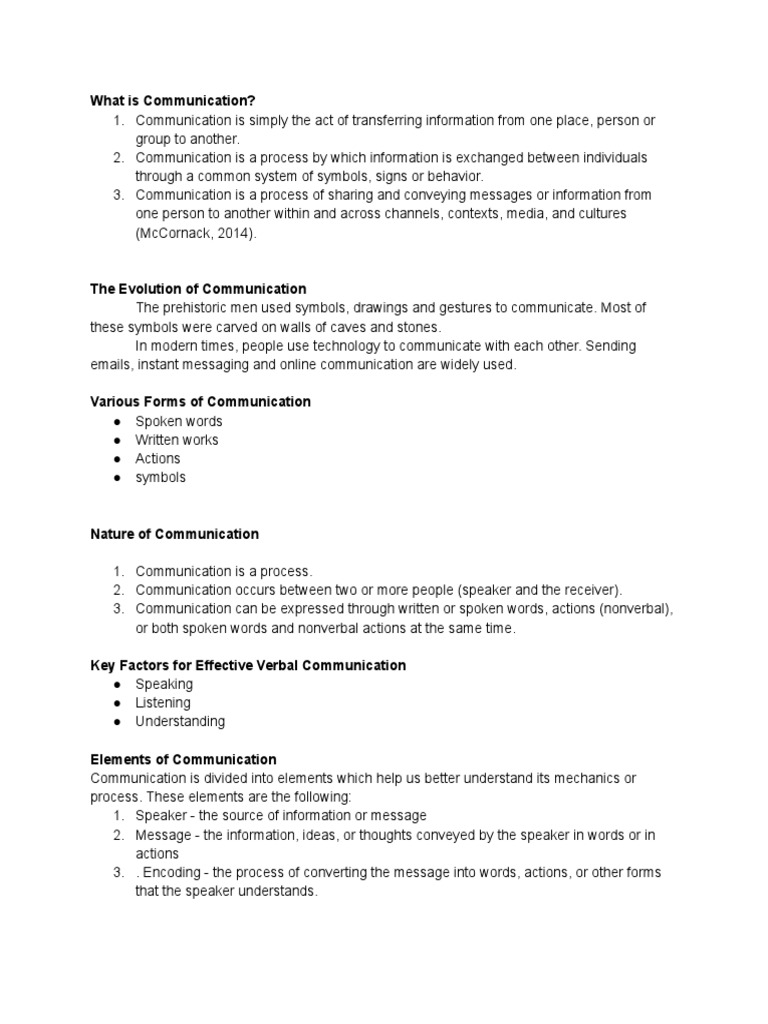 Oral Communication Hand Out 1 | PDF | Communication | Nonverbal ...