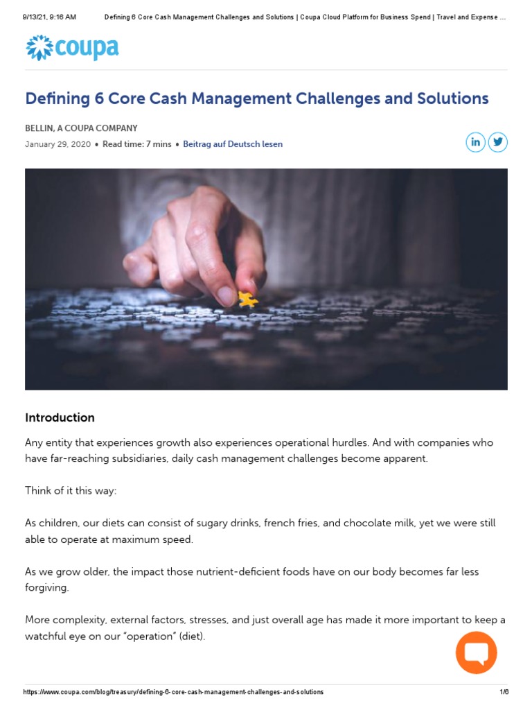 Defining 6 Core Cash Management Challenges and Solutions - Coupa Cloud ...