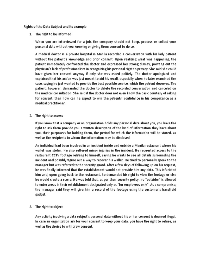 Activity 4 Rights of A Data Subject | PDF | Physician | Privacy