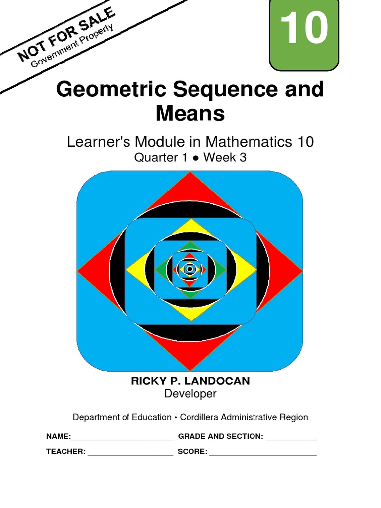 Math10 q1 Mod3 Geometric Sequence and Geometric Means Ricky Landocan Bgo v2 | PDF | Mathematical ...