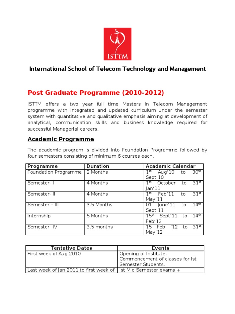 International School of Telecom Technology and Management: Post ...