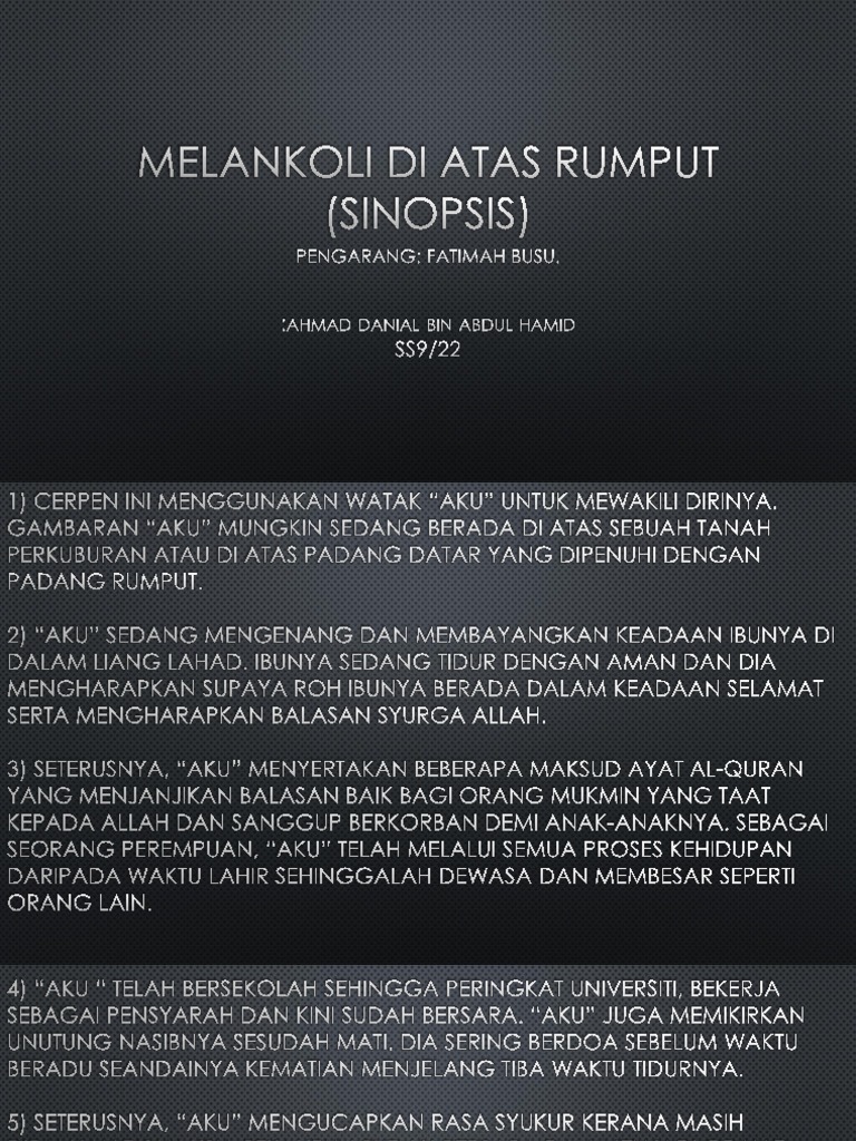 Melankoli Di Atas Rumput Sinopsis | PDF