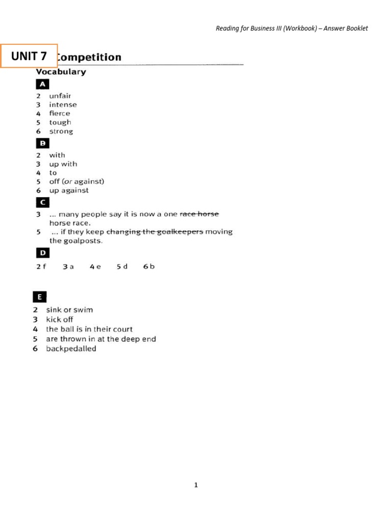 Answer Key Units 7 9 | PDF