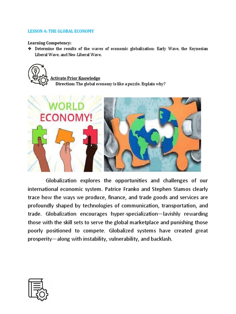 Module 1 Lesson 4 THE GLOBAL ECONOMY | PDF | Neoliberalism | Bretton ...