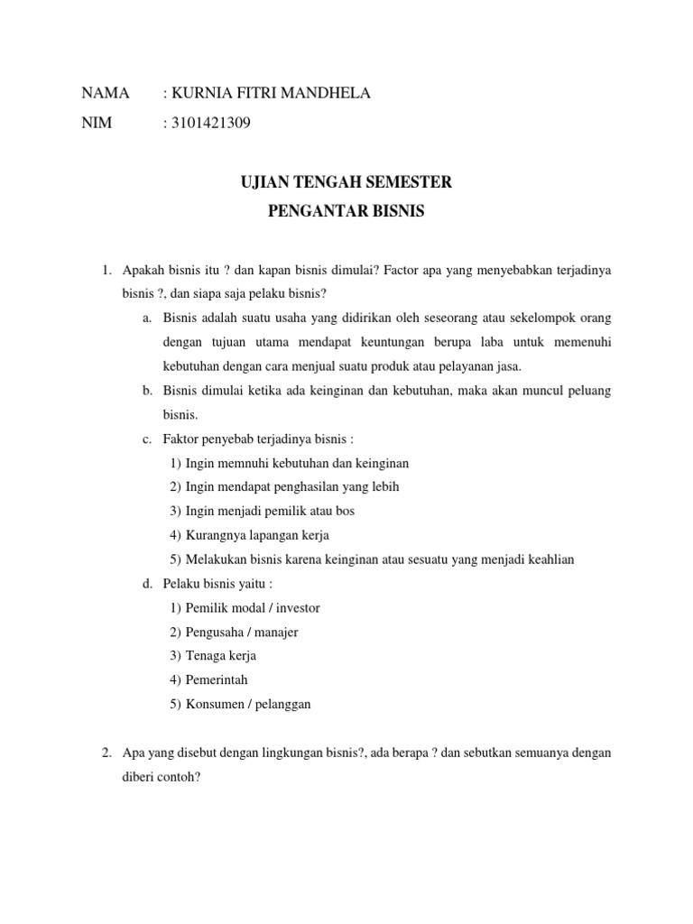 Uts Pengantar Bisnis | PDF