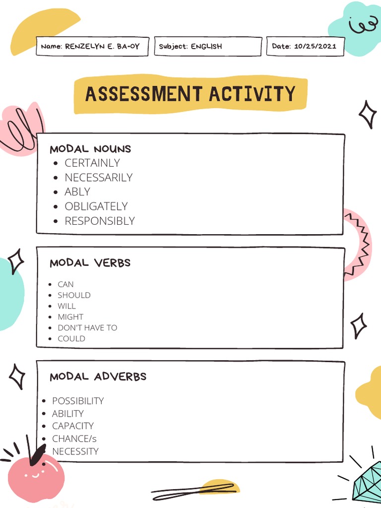 English Modal Nouns, Verbs and Adverbs | PDF