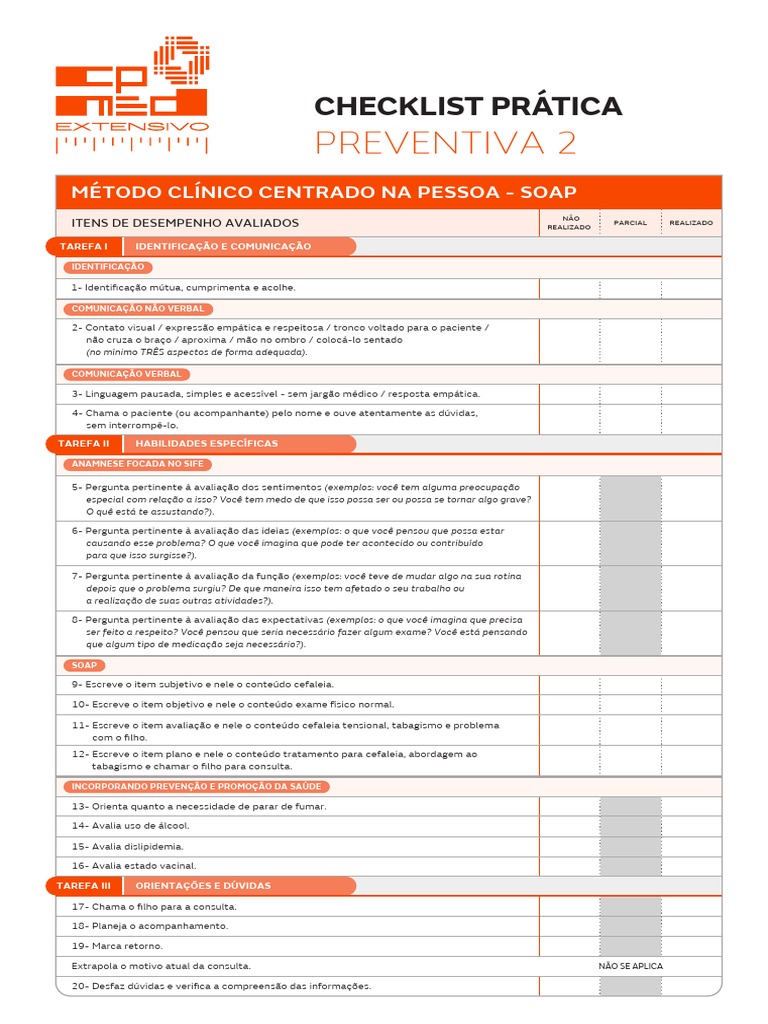 Checklist Preventiva 2 Metodo Clinico Centrado Na Pessoa | PDF ...
